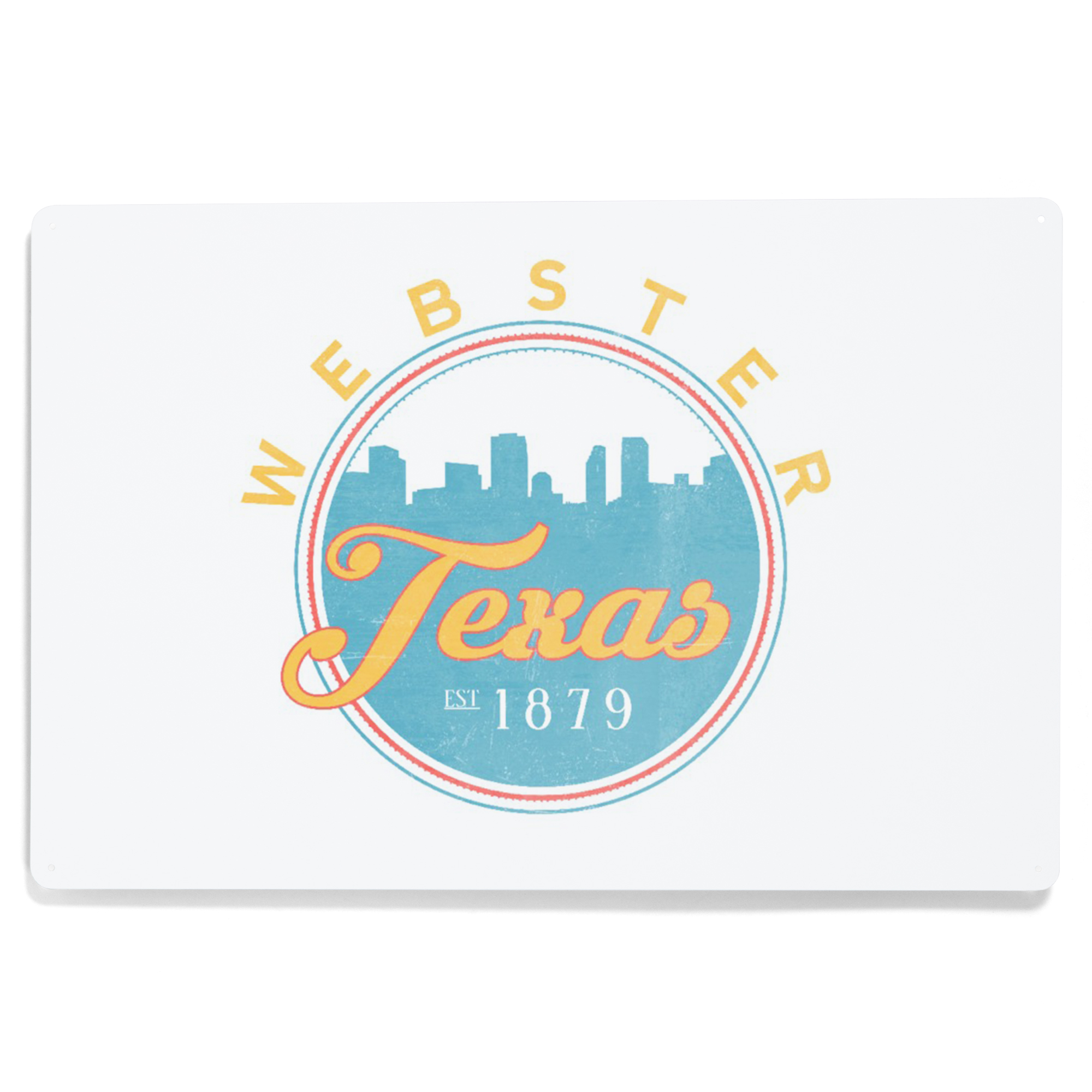 Webster, Texas, Skyline Badge (12x18 Aluminum Art, Indoor Outdoor Metal ...