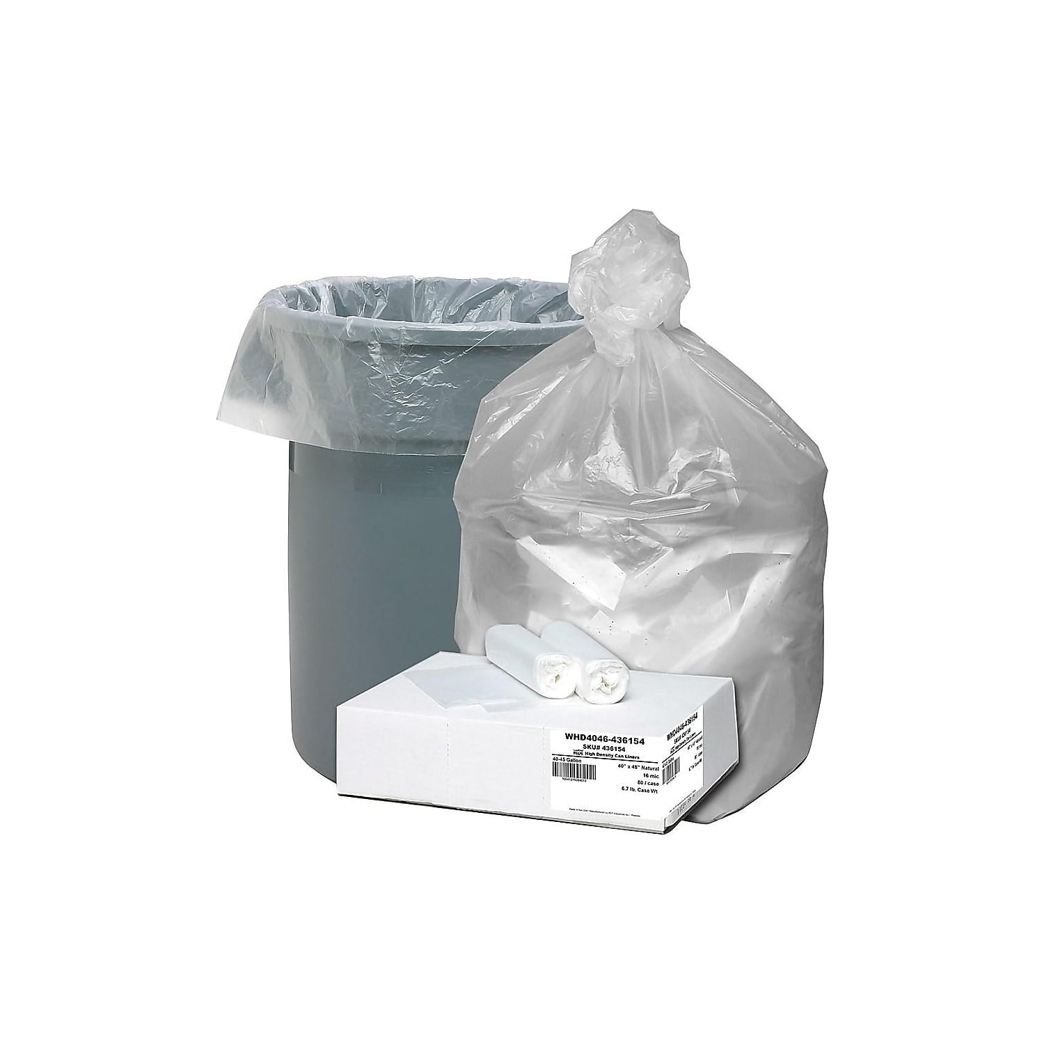 AEP Industries Inc., Clear 45 Gallon Trash Bags, High-Density, Puncture ...