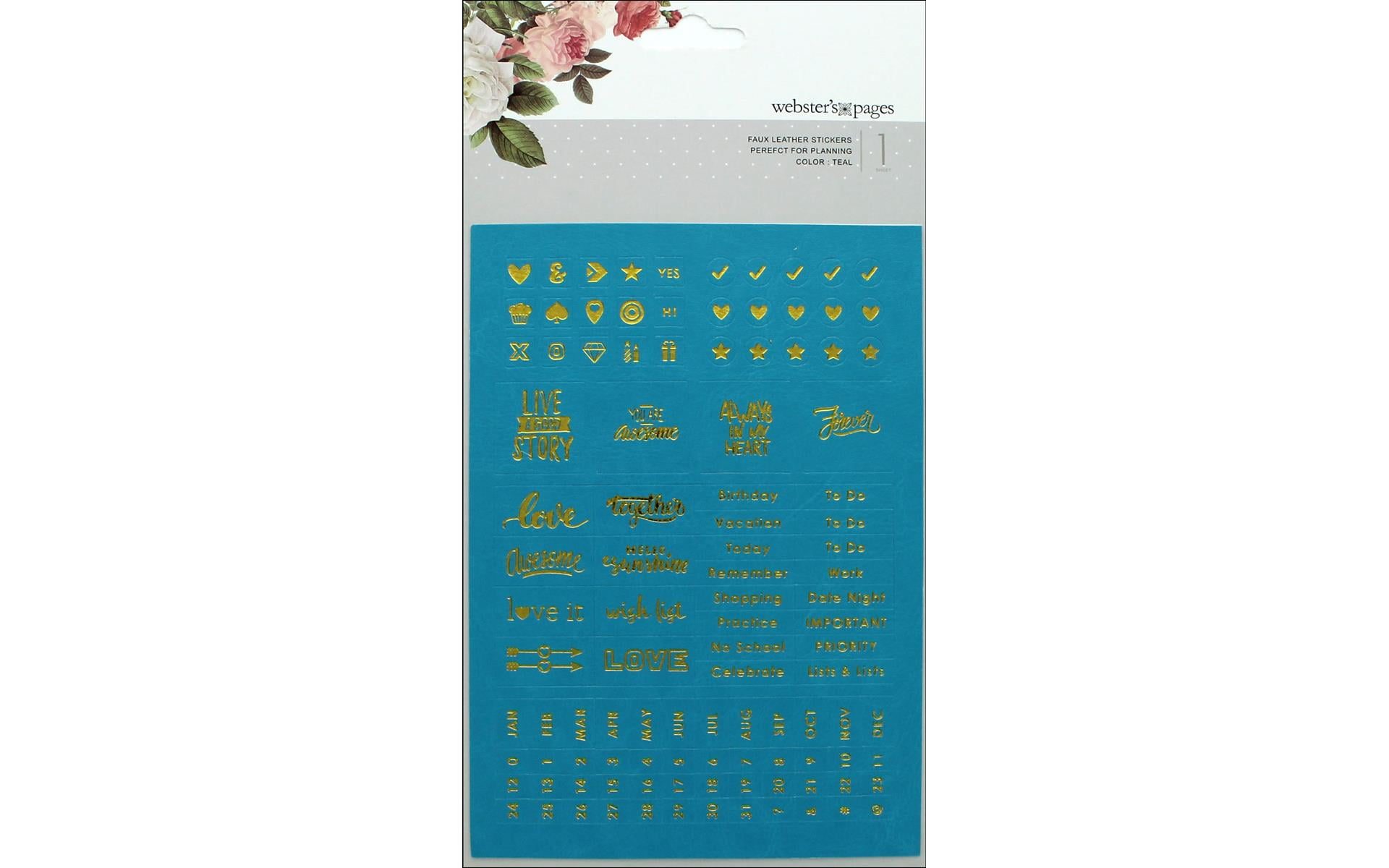 Webster's Pgs CC Sticker Faux Leather Teal - Walmart.com