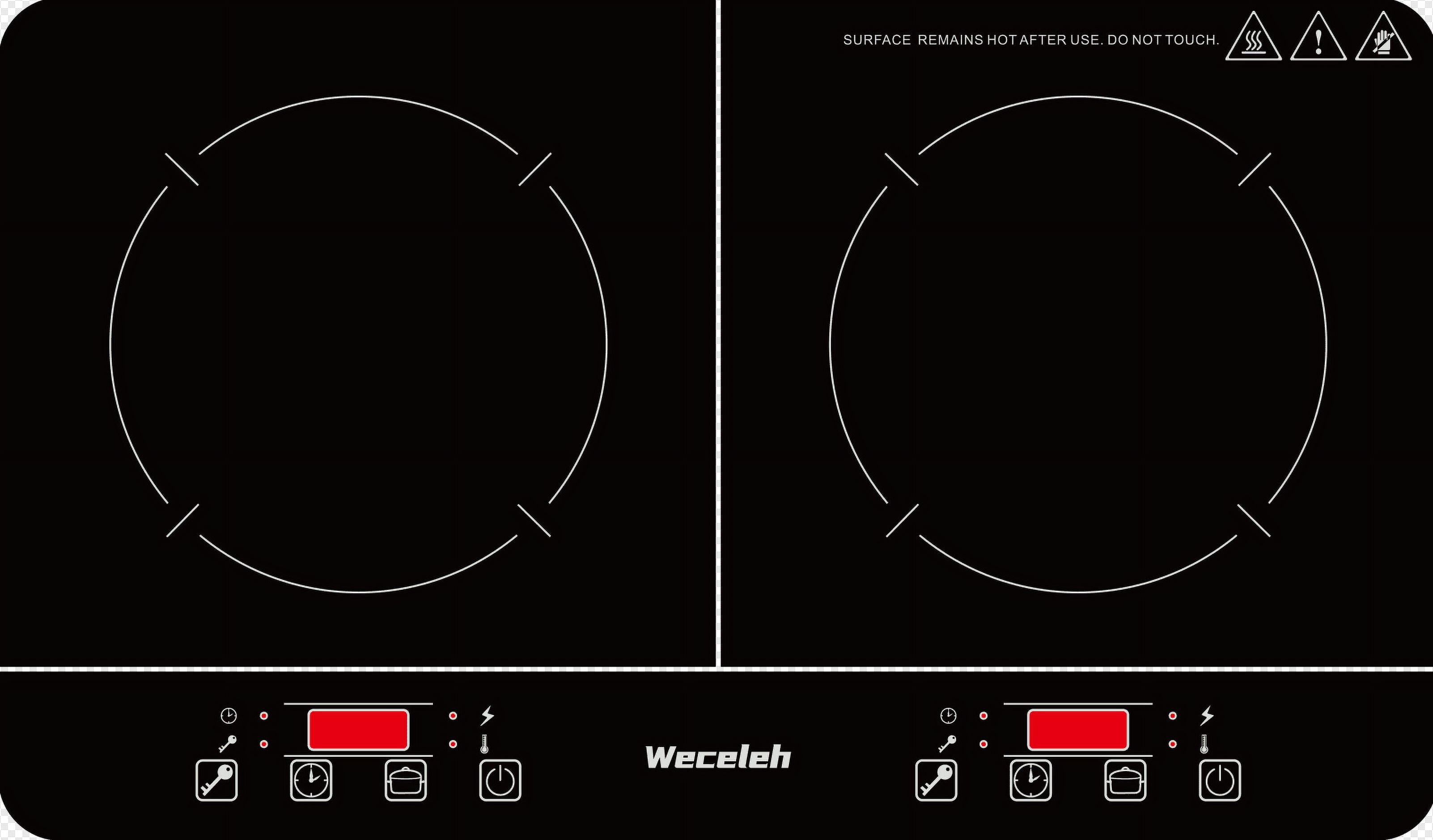 Weceleh Double Electric Cooktop 1800W, 2 Burner Portable induction ...