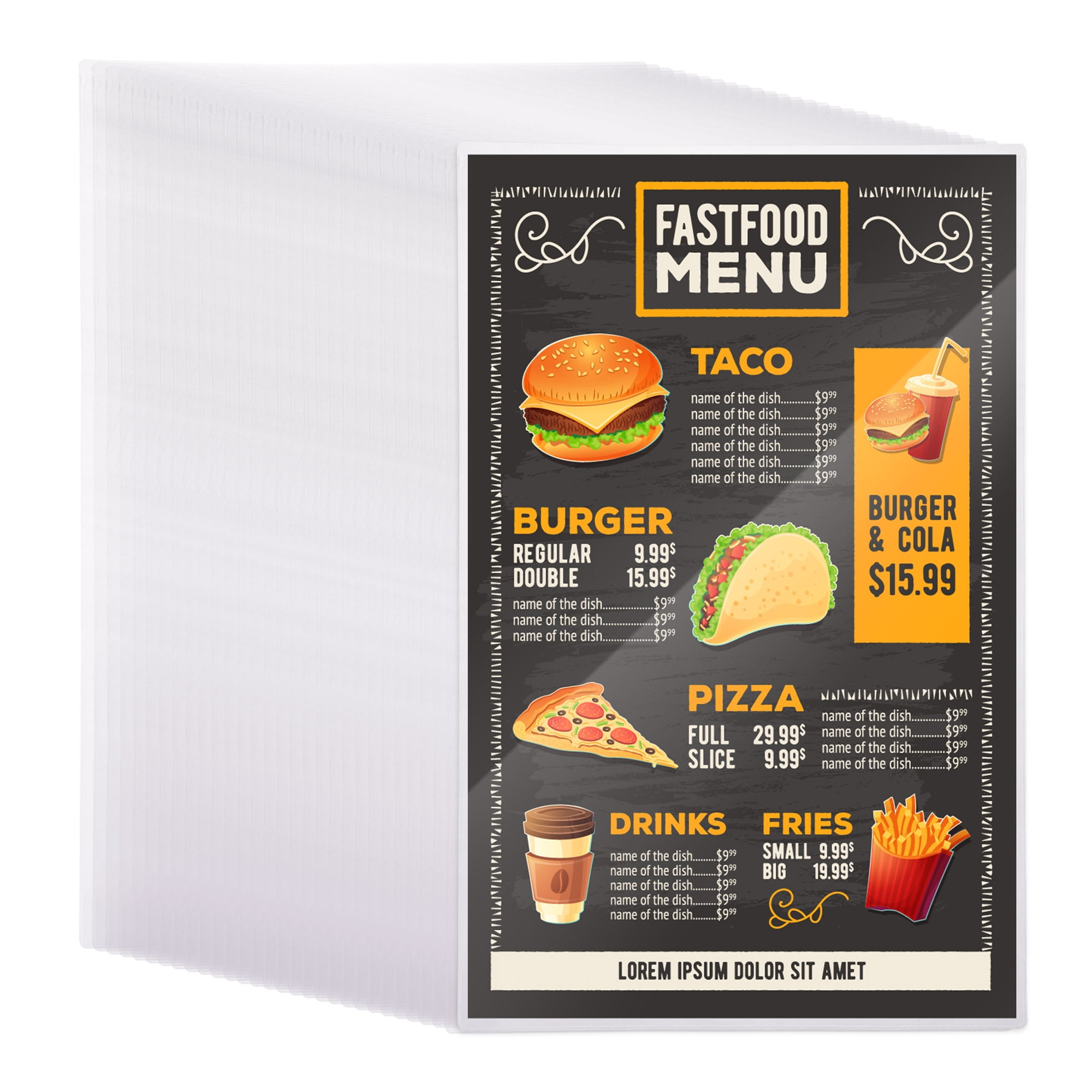 Free Shipping! Wechef 11"x17" Double-Sided All Clear Vinyl Menu Cover 2 ...