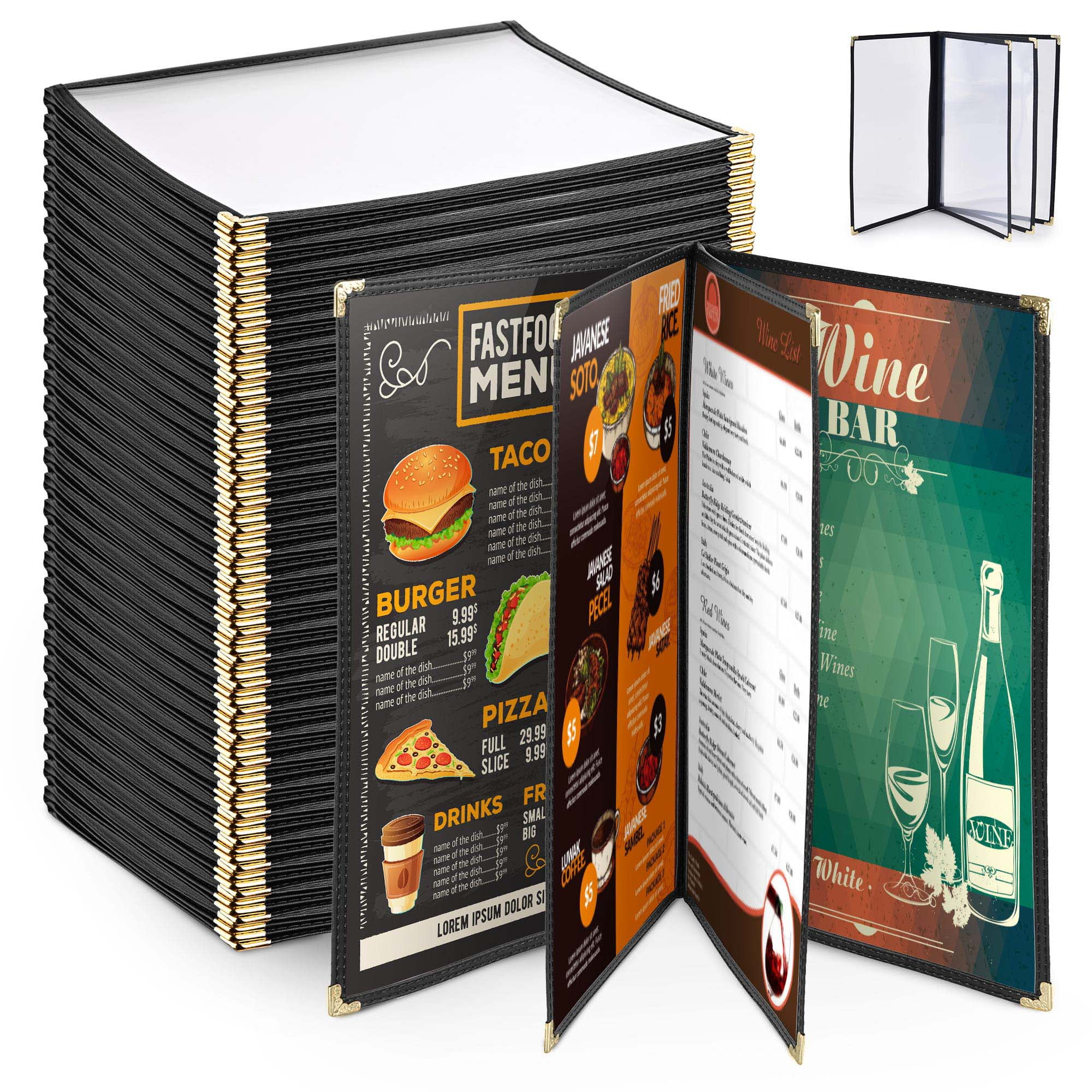 WeChef 30 pack 8.5"x14" Restaurant Menu Book Covers 4 Page 8 View Book ...