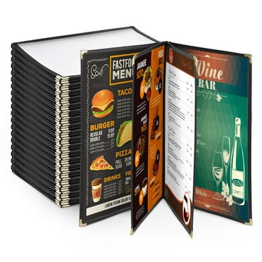 Wechef 30 Pack Triple Fold Menu Covers 8.5"x14" Protective Double ...