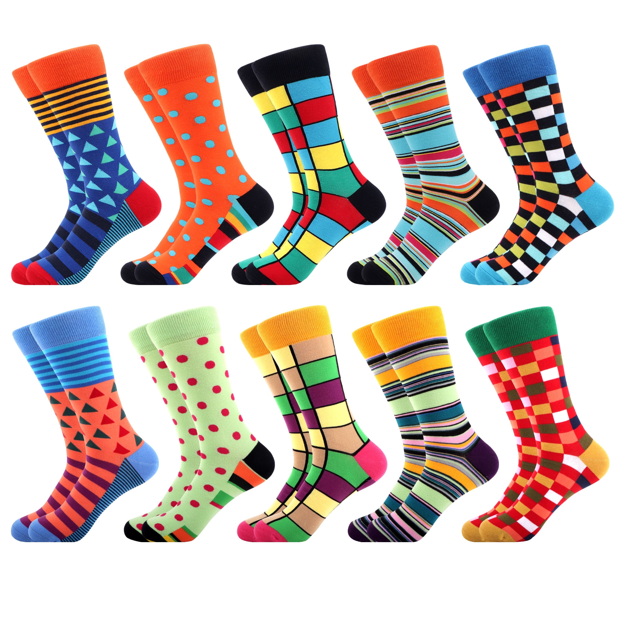 WeciBor Men's Novelty Crew Socks, Colorful Combed Cotton, Size 10-13 ...