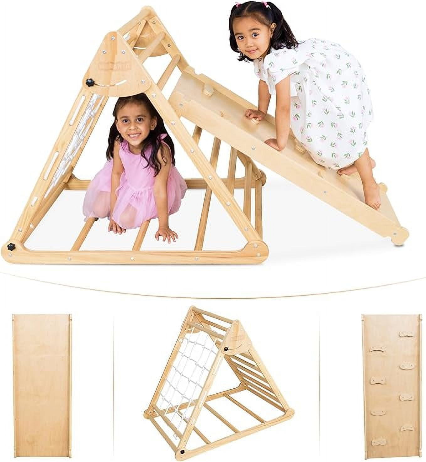 Wedanta 1-7 Y.O. Foldable Climbing Toys Set for Toddlers 4 in 1 Triangle Climber with Ramp ...