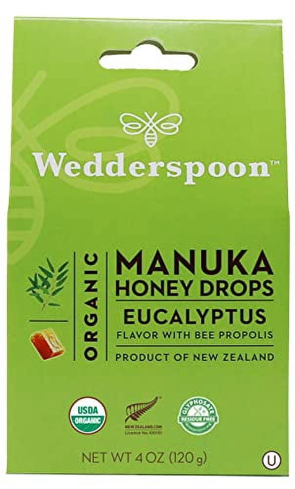Wedderspoon Organic Manuka Honey Drops, Eucalyptus & Bee Propolis, 20 Count (Pack of 1)| Genuine ...