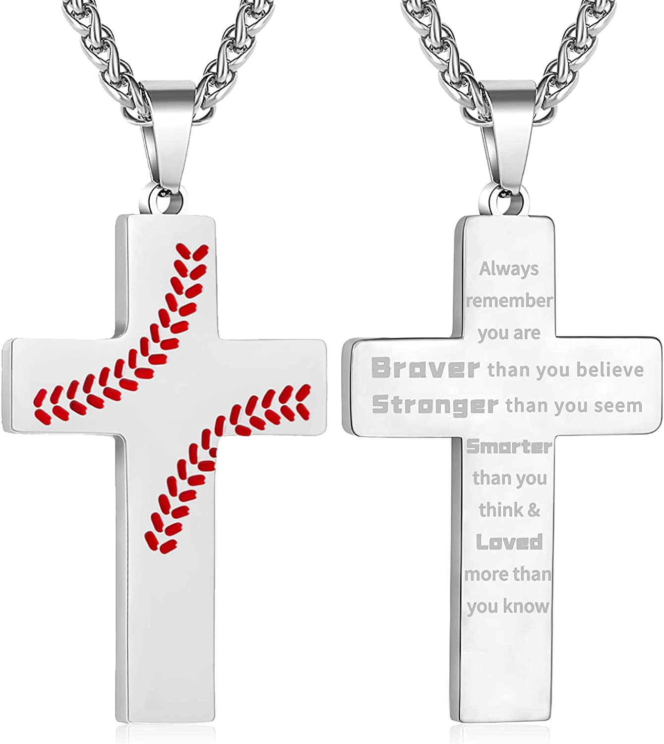 Weddinen Baseball Cross Necklace for Boys Kids Men Baseball Cross ...