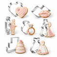 Wedding 7-Piece Stainless Steel Baking Cookie Cutters Set, Ring Heart ...