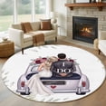 Wedding 8FT Round Area Rugs for Living Room Couple in Car Just Married ...