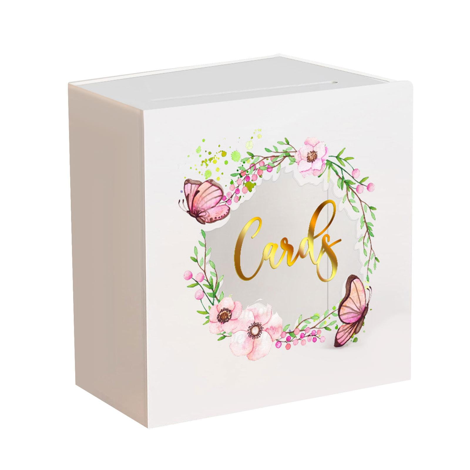 Wedding Acrylic Card Box with Slot Envelope Card Holder Floral Print ...
