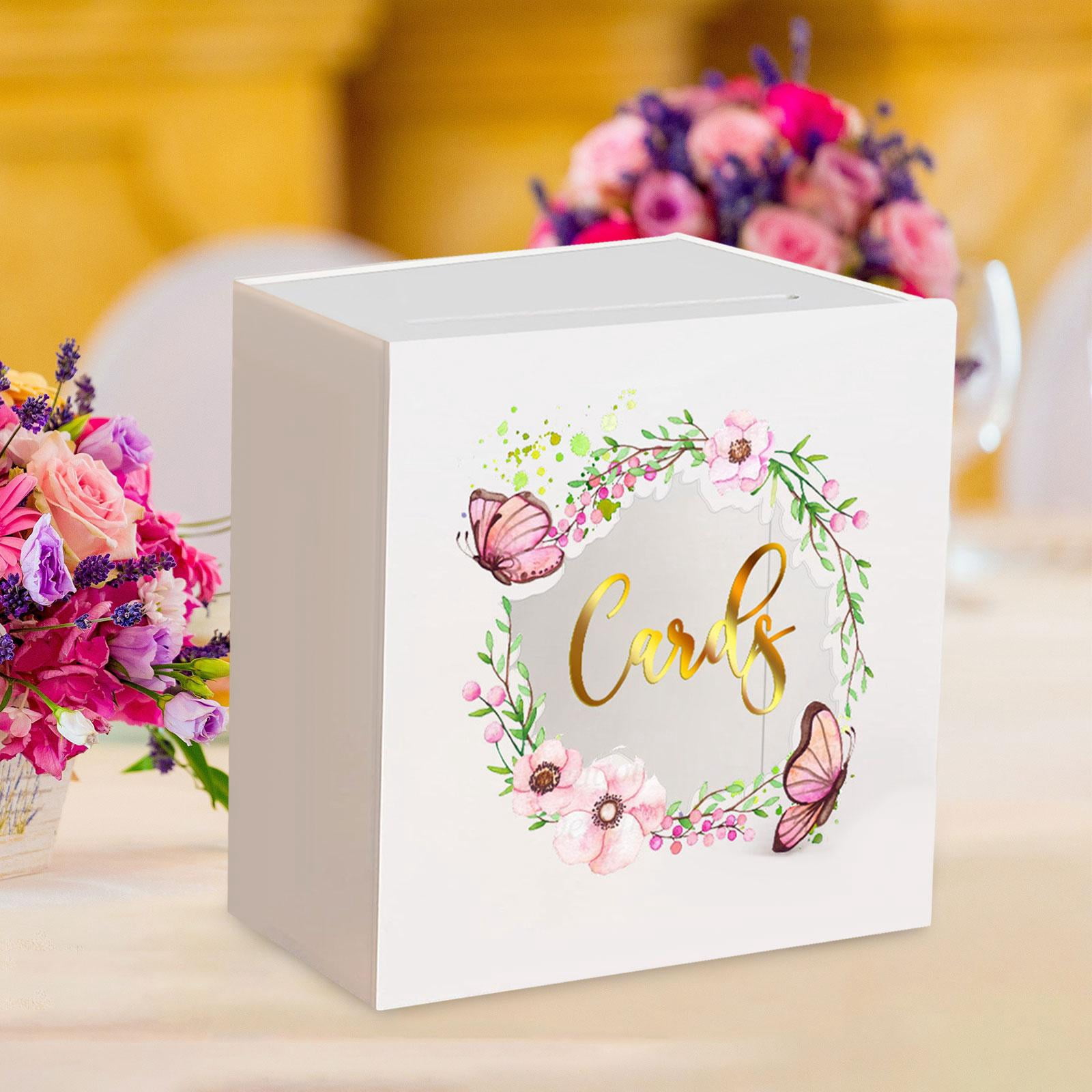 Wedding Acrylic Card Box with Slot Gift Card Box Floral Print ...
