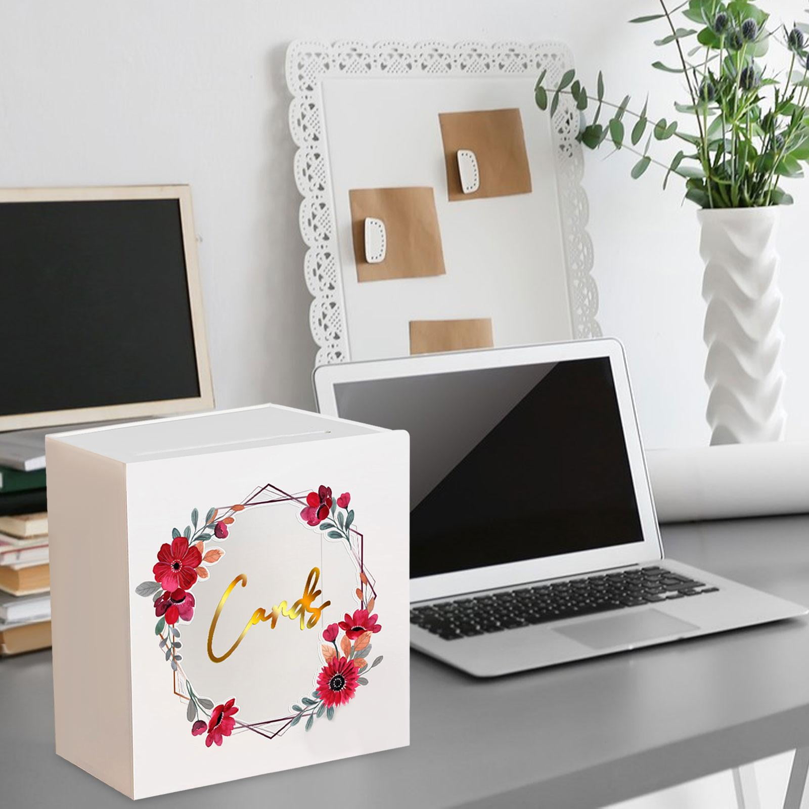 Wedding Acrylic Card Box with Slot Gift Card Box Floral Print ...