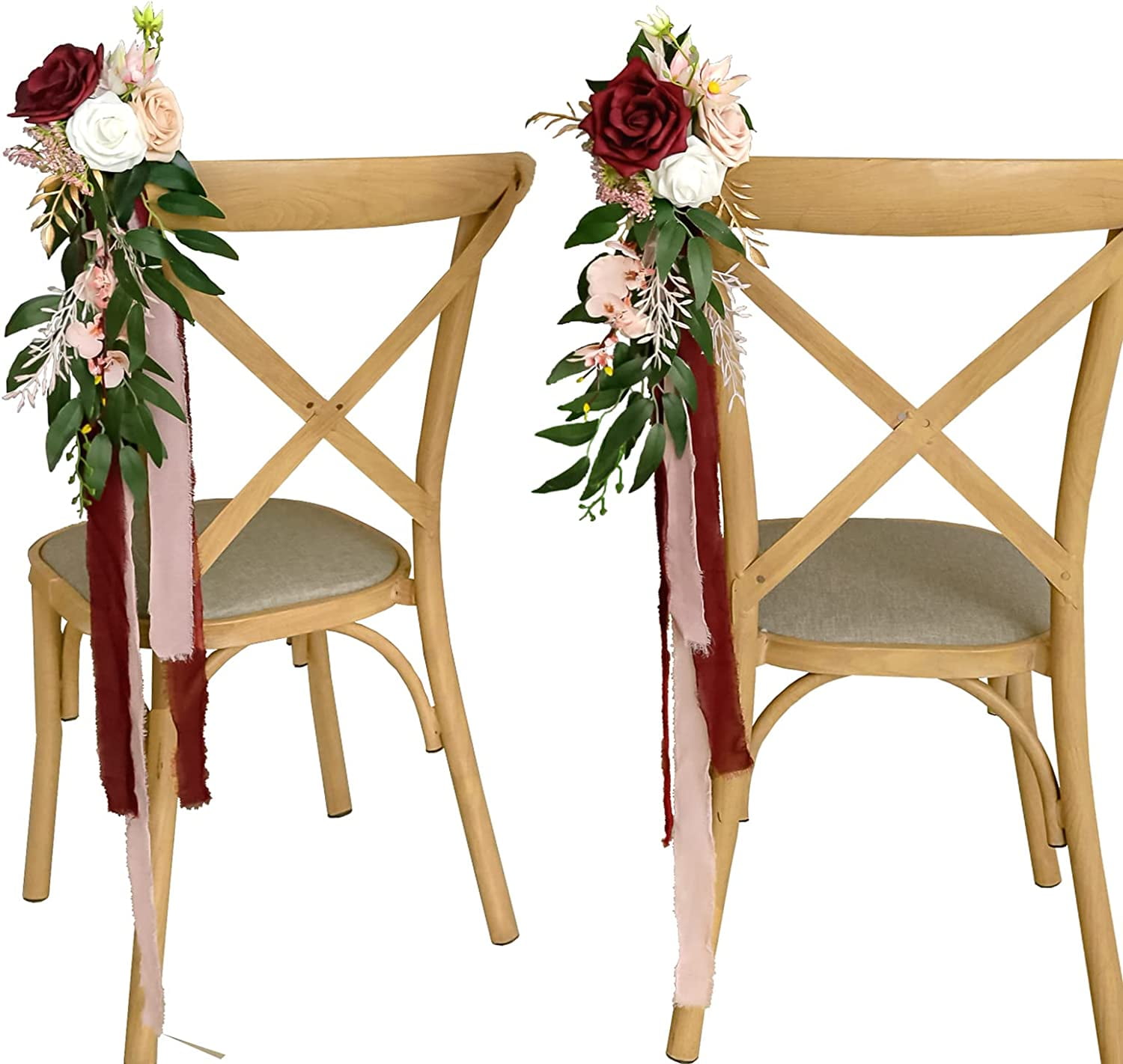 Wedding Aisle Chair Decorations Set of 8 Pew Flowers with Tails for ...