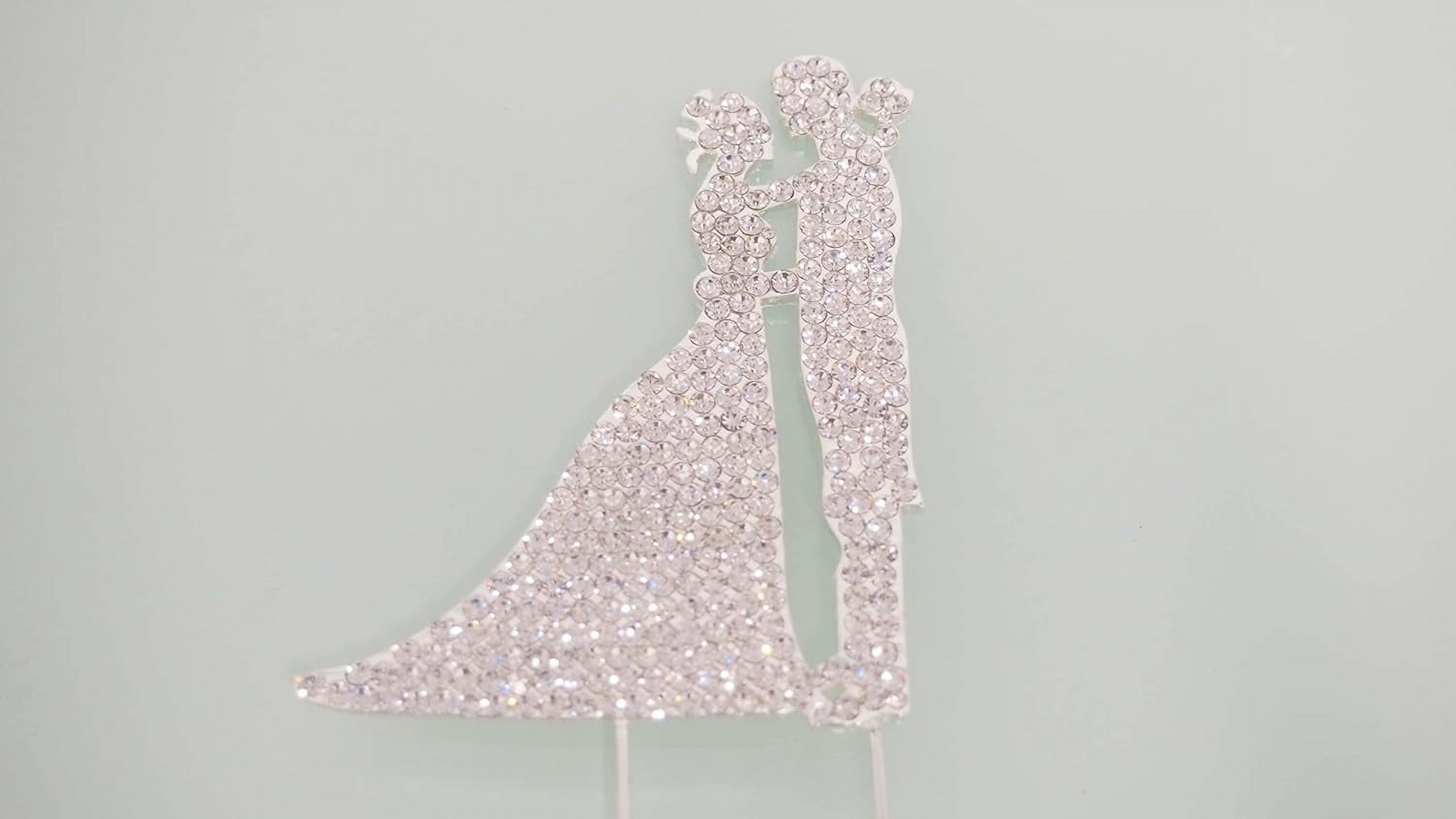 Wedding Anniversary Cake Topper Crystal Bling Bride Groom Husband Wife ...