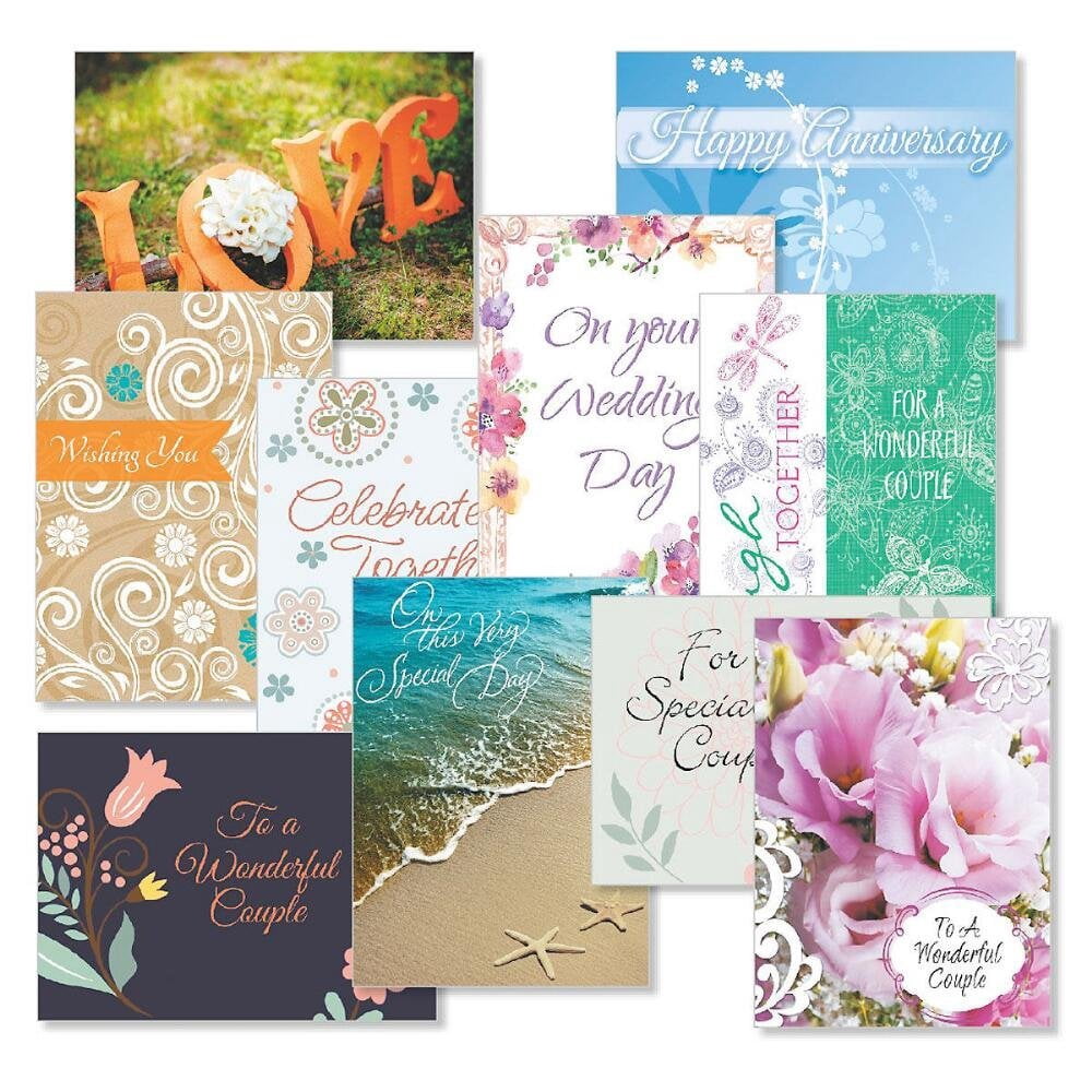 Wedding & Anniversary Cards Variety Value Pack - Set of 20 (10 designs ...