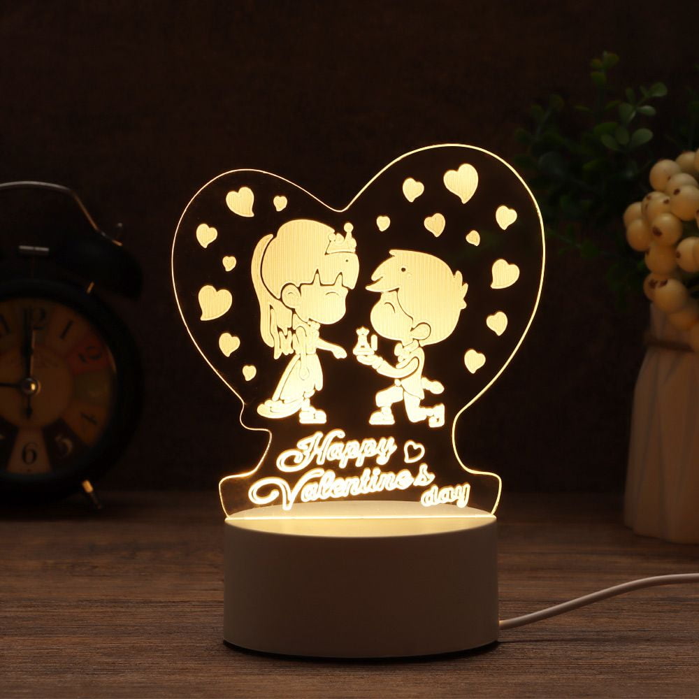 Wedding Anniversary Supplies USB Cable Home Decor Acrylic LED Night ...