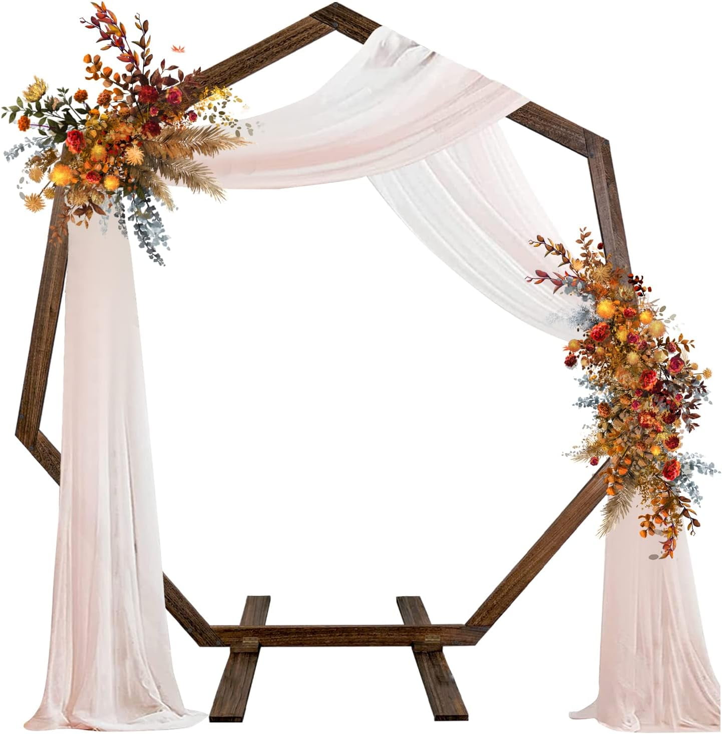 Wedding Arch 7.2FT, Heptagonal Wood Wedding Arches for Ceremony, Wooden ...