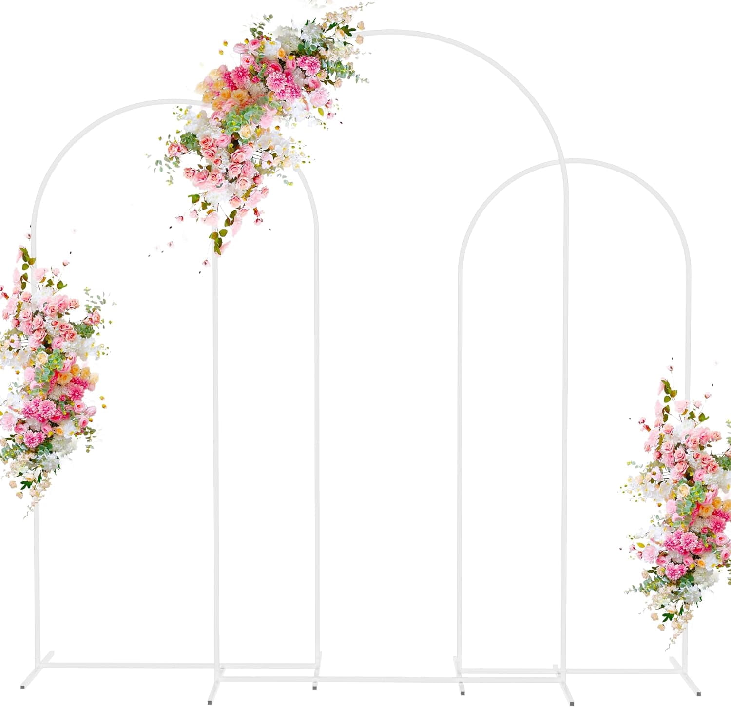 Wedding Arch Backdrop Stand 7.2FT, 6.6FT, 6FT Set of 3 White Metal ...