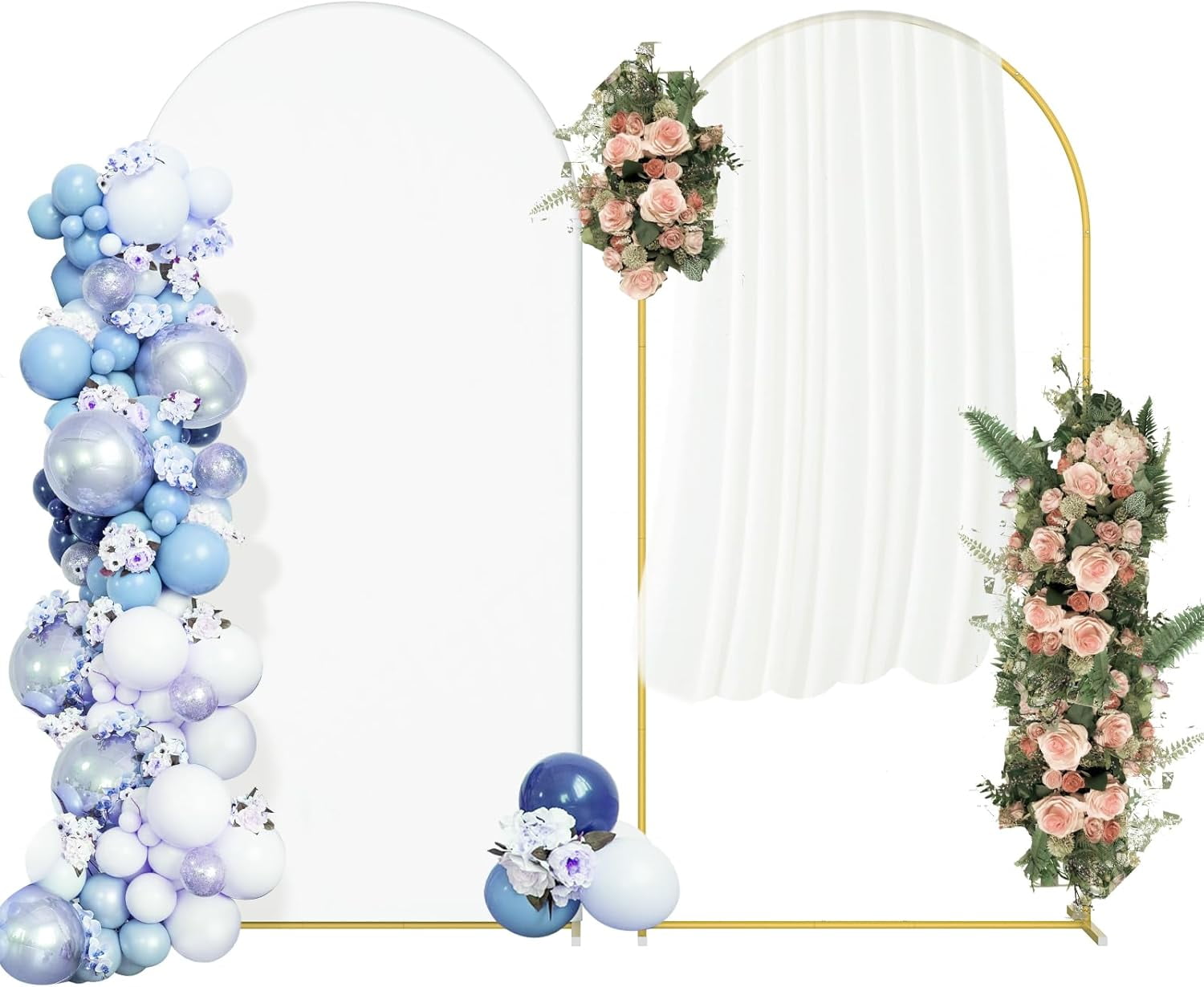 Wedding Arch Backdrop Stand with Arch Cover Spandex, 6.6FT Square Metal ...