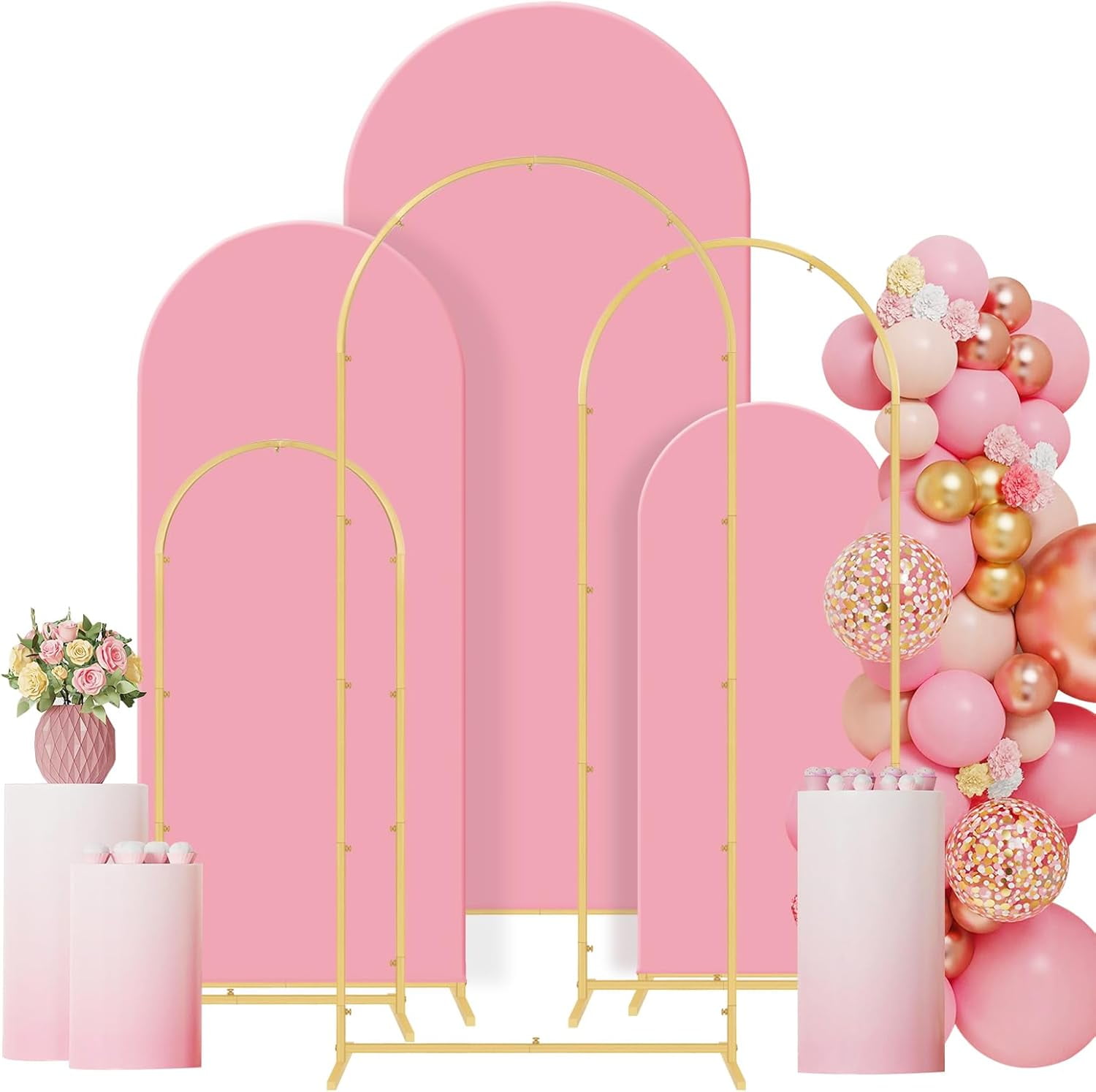 Wedding Arch Backdrop Stand Set of 3, (4, 5, 6) Metal Arch Backdrop ...
