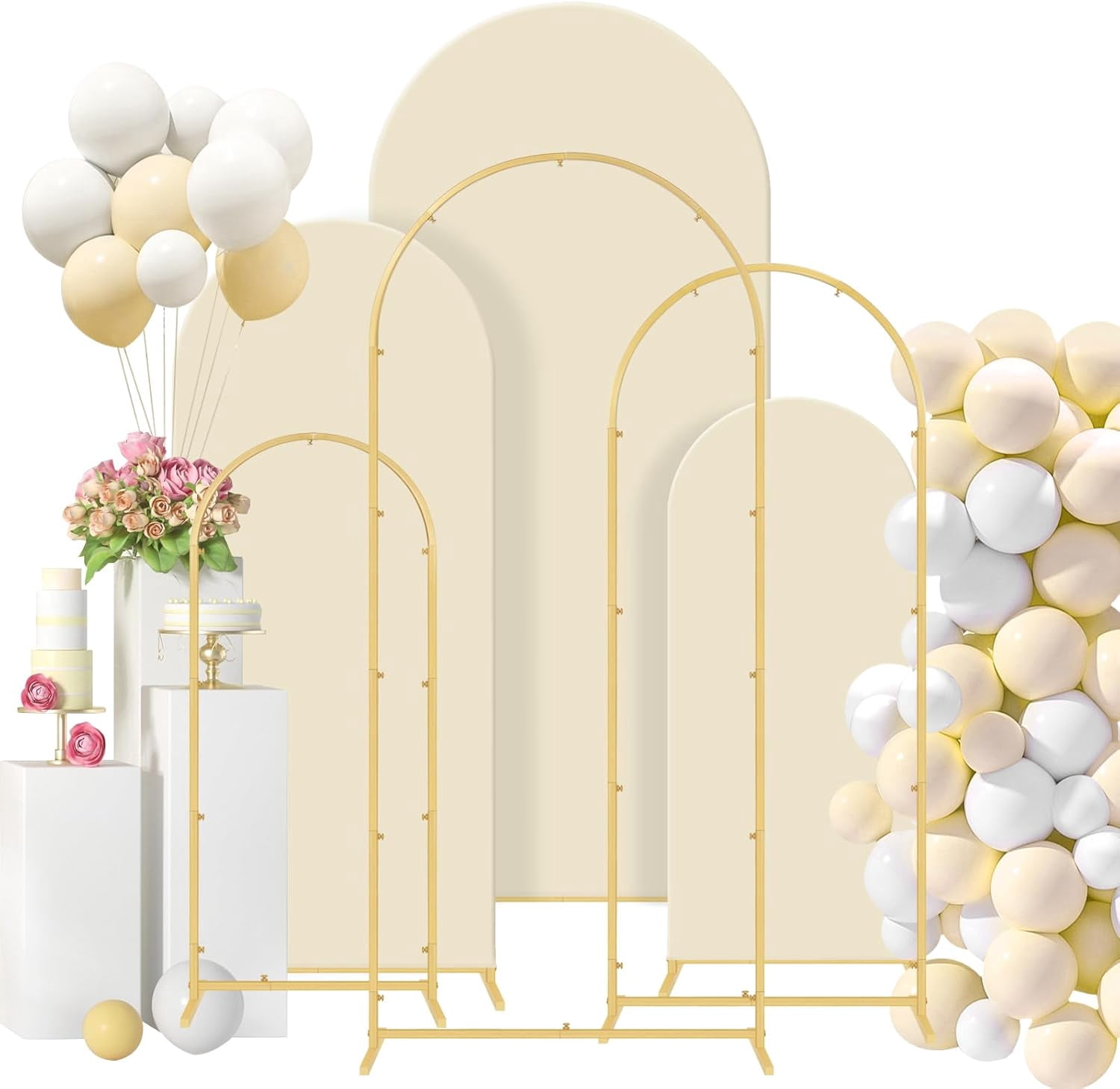 Wedding Arch Backdrop Stand Set of 3, (4, 5, 6) Metal Arch Backdrop ...