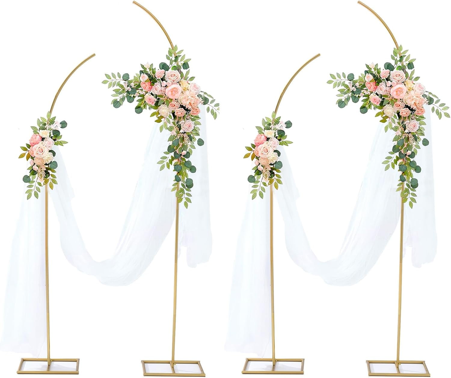 Wedding Arch Backdrop Stand Set of 4 Gold Balloon Flower Backdrop ...