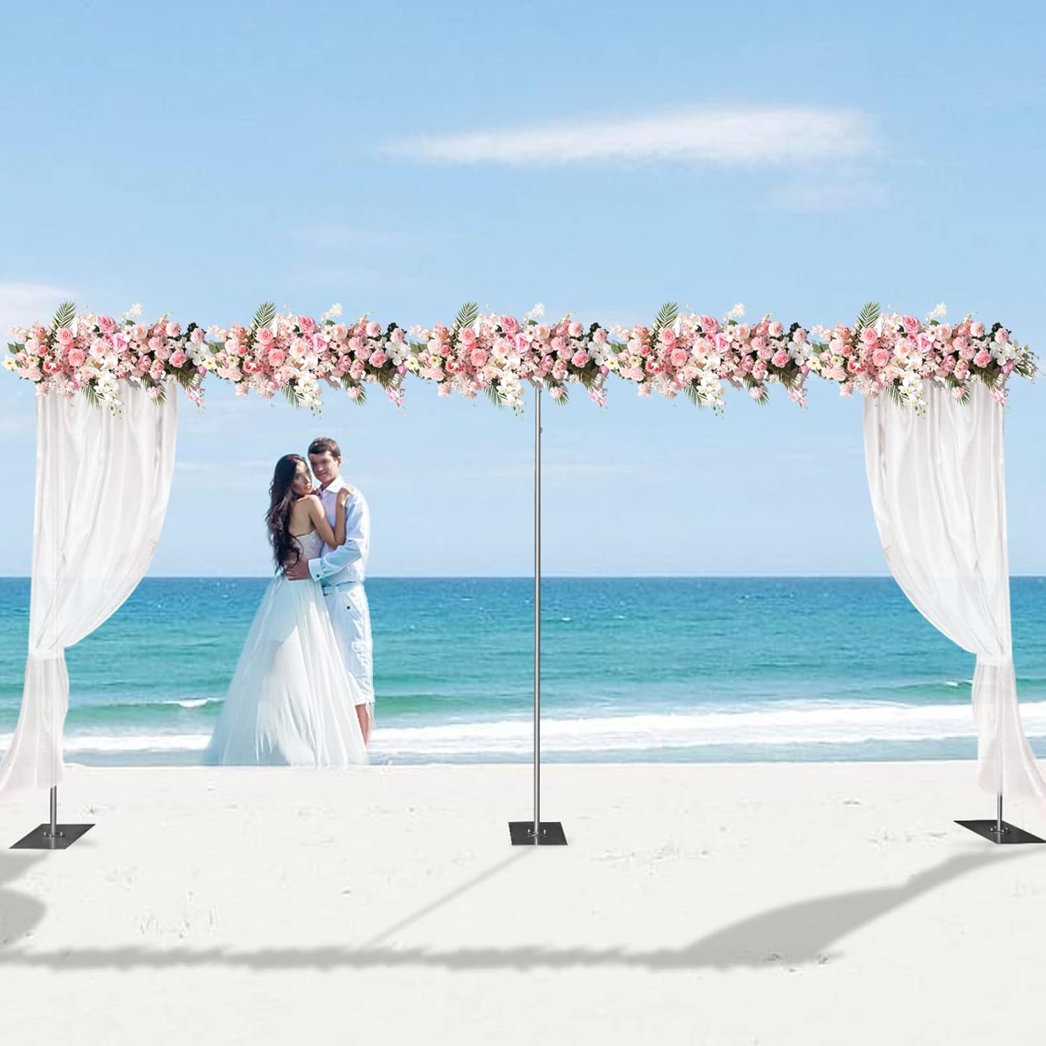 Wedding Arch Backdrop Stand Silver 19.7 * 9.8FT Adjustable Wedding ...