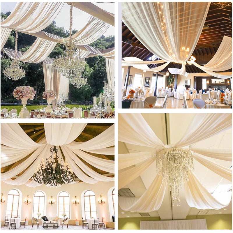 Wedding Arch Drape Roof Ceiling Decor Sheer Chiffon Tulle Curtain ...