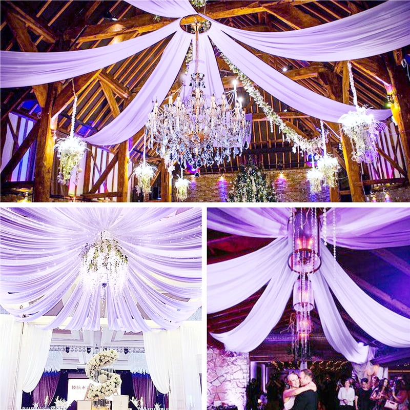 Wedding Arch Drape Roof Ceiling Decor Sheer Chiffon Tulle Curtain ...