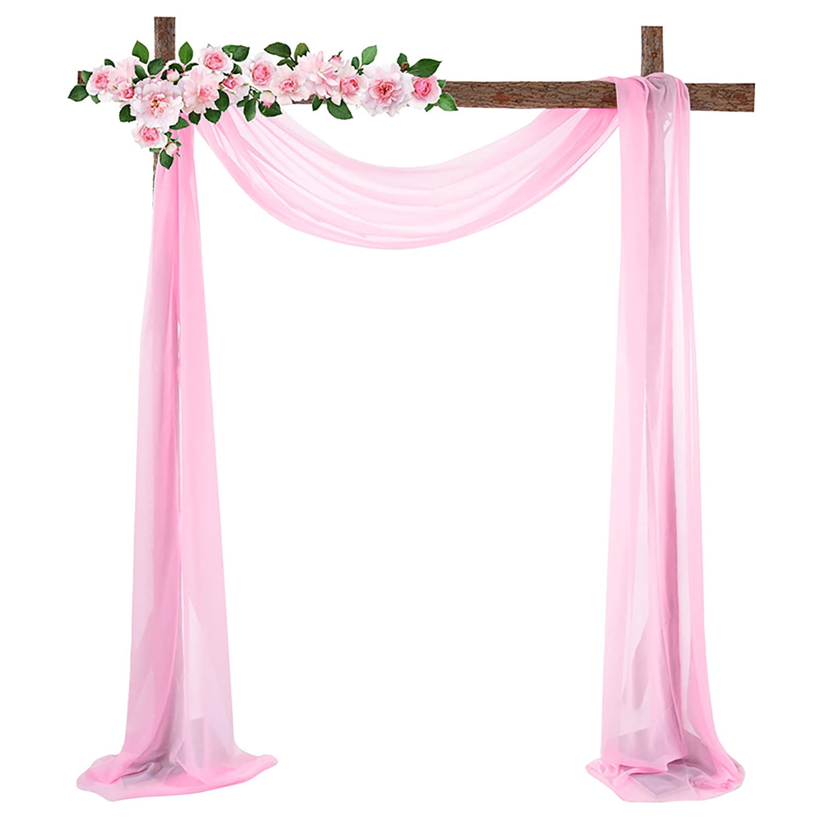 Wedding Arch Drapes, 18FT Pink Sheer Backdrop Curtain Chiffon Fabric ...