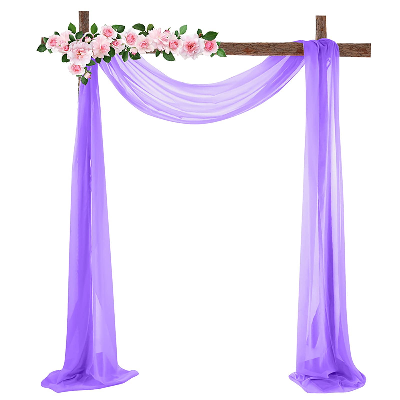 Wedding Arch Drapes, 18FT Pink Sheer Backdrop Curtain Chiffon Fabric ...
