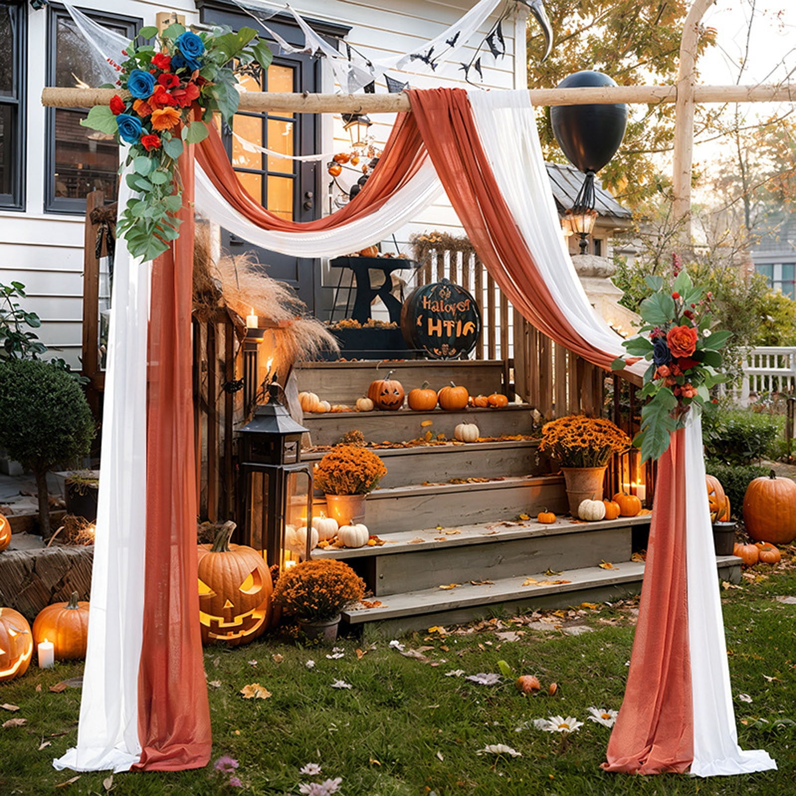Wedding Arch Draping Fabric,2 Panels 19FT Halloween Rust Wedding Arches ...