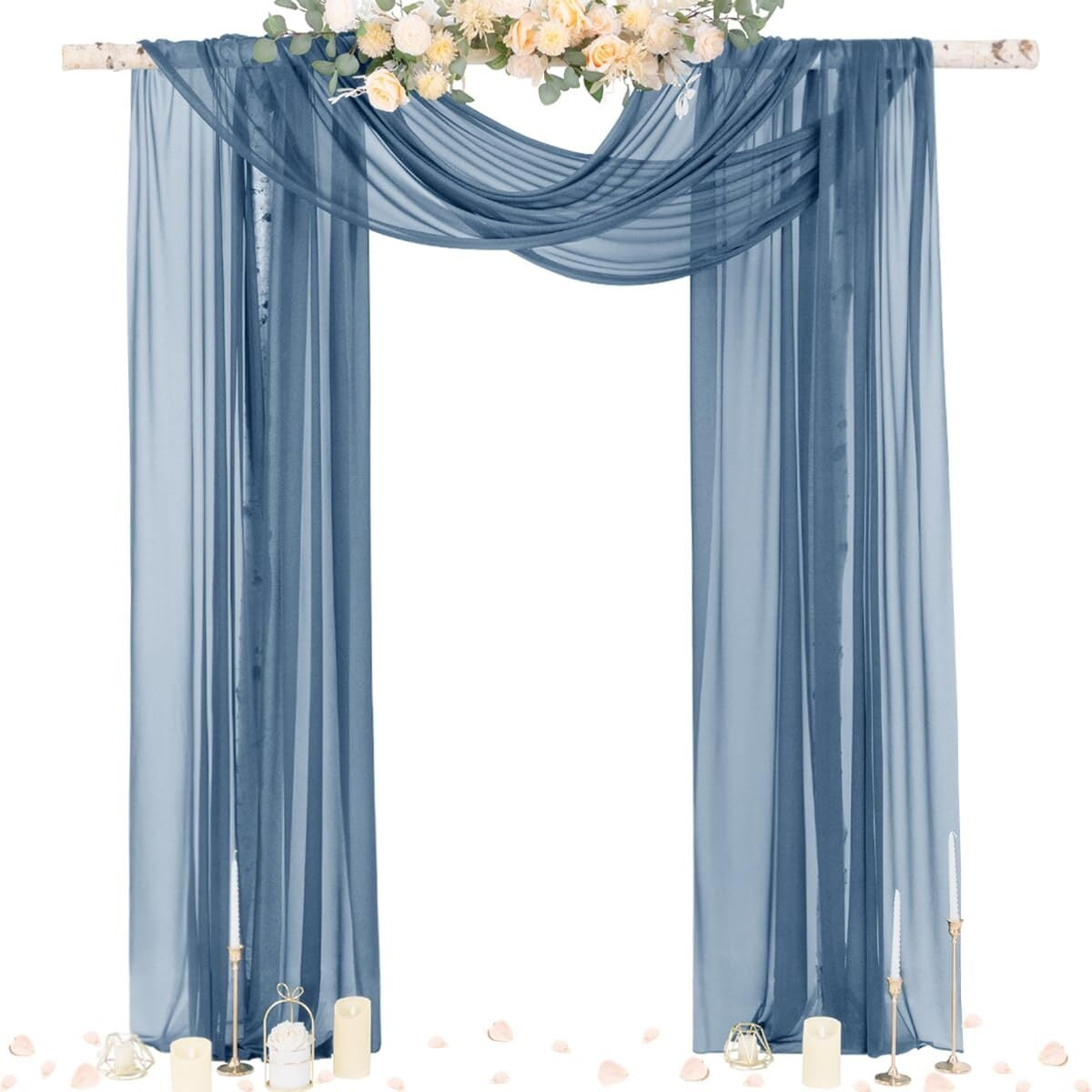 Wedding Arch Draping Fabric 29" x 20Ft 1 Panel Dusty Blue Sheer Outdoor ...