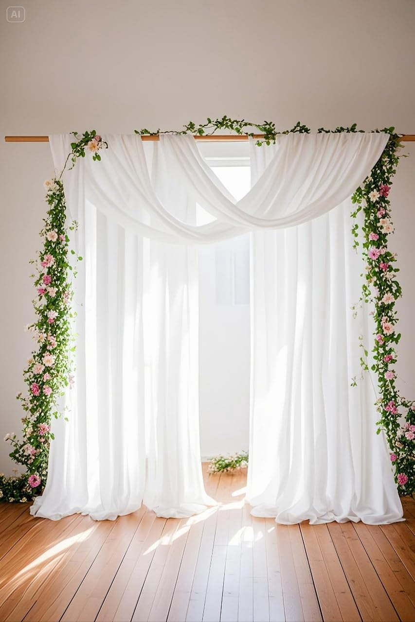 Wedding Arch Draping Fabric 3 Panels 27.5" x 18.3Ft White Arch Drape ...
