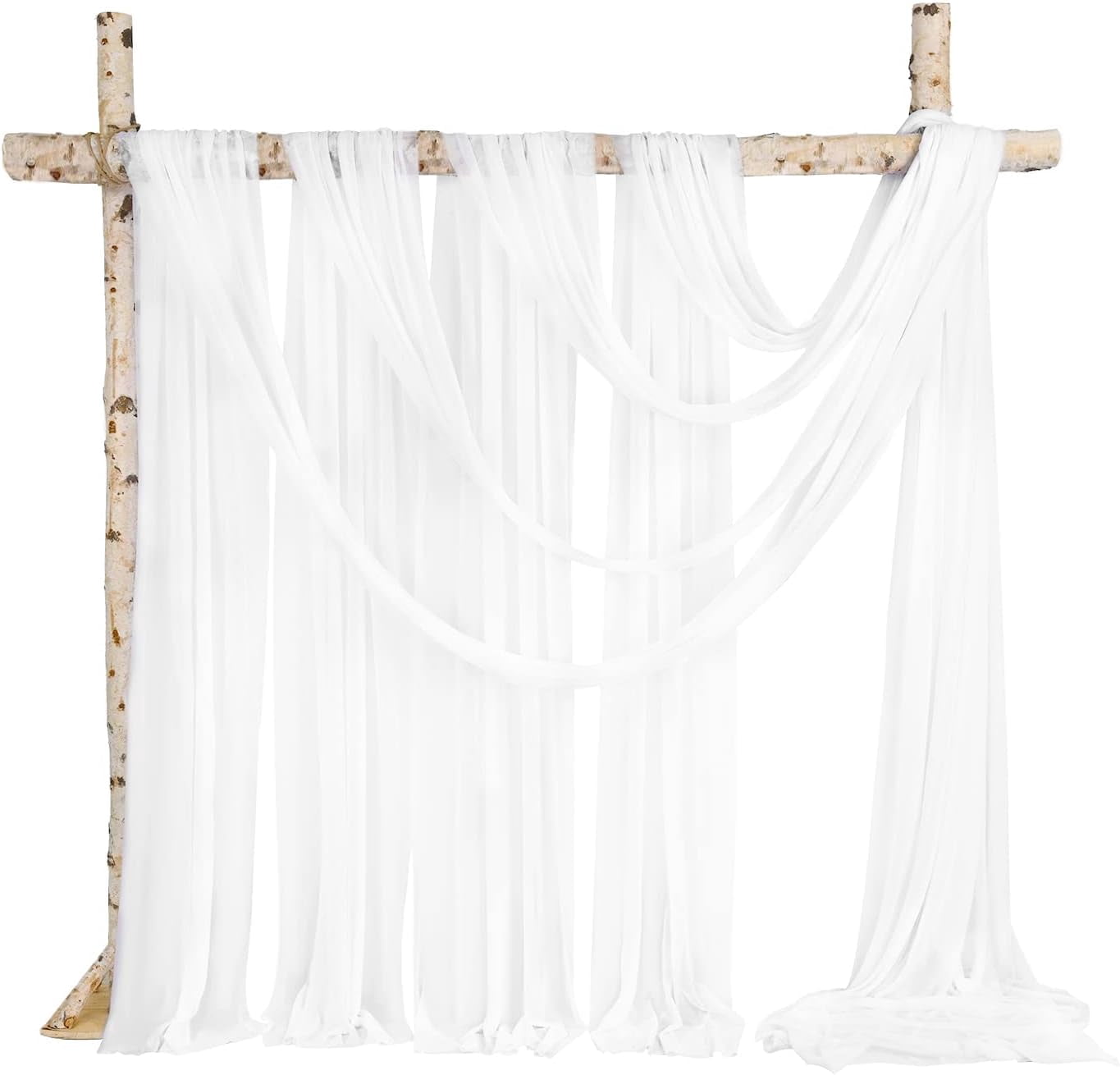 Wedding Arch Draping Fabric 4 Panels 32Ft White Chiffon-Like Sheer ...