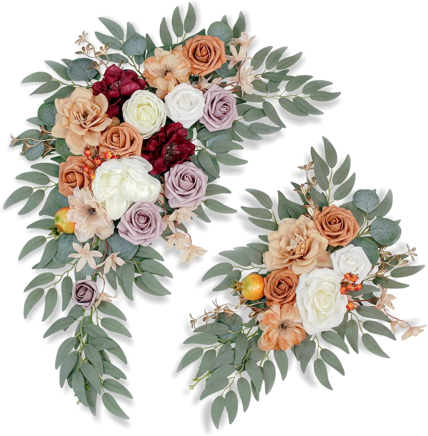 Wedding Arch Faux Flowers Set of 2 Greenery Garland for Wedding Decor Ceremony and Reception ...