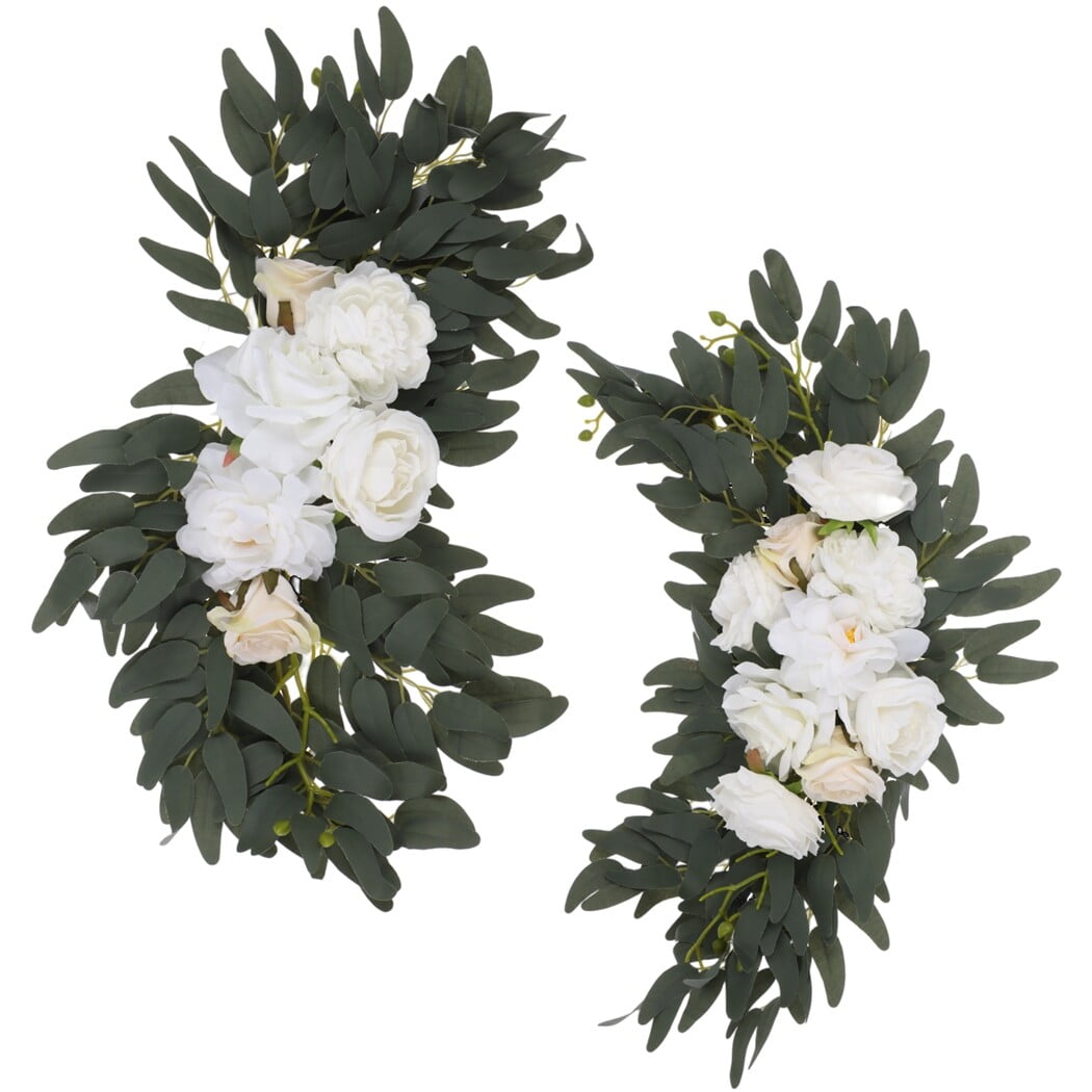 Wedding Arch Flower Set, Faux Flower Swag Set, White Rose Swags ...