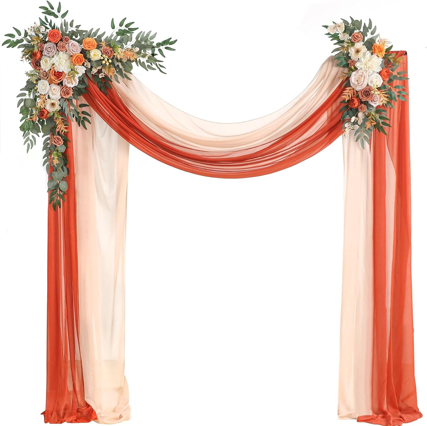Wedding Arch Flowers with Drapes Kit (Pack of 4) Artificial Floral Swag ...