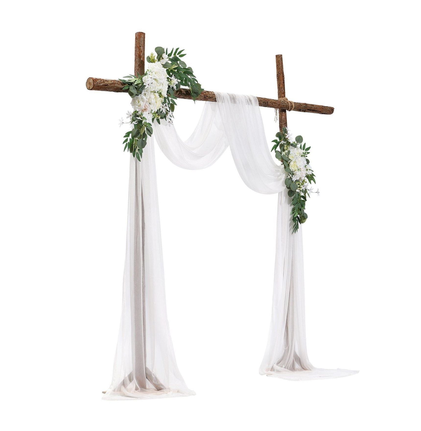 Wedding Arch Flowers Kit, White Artificial Flowers with Drapes - 21ft ...
