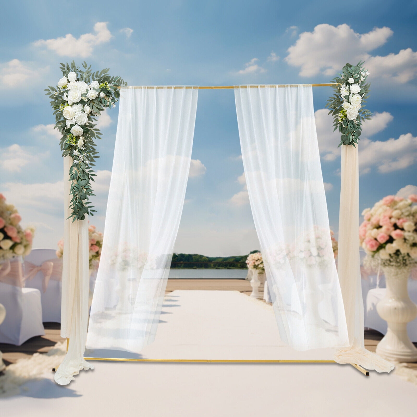 Wedding Arch Golden Backdrop Stand Background Decoration Set for ...