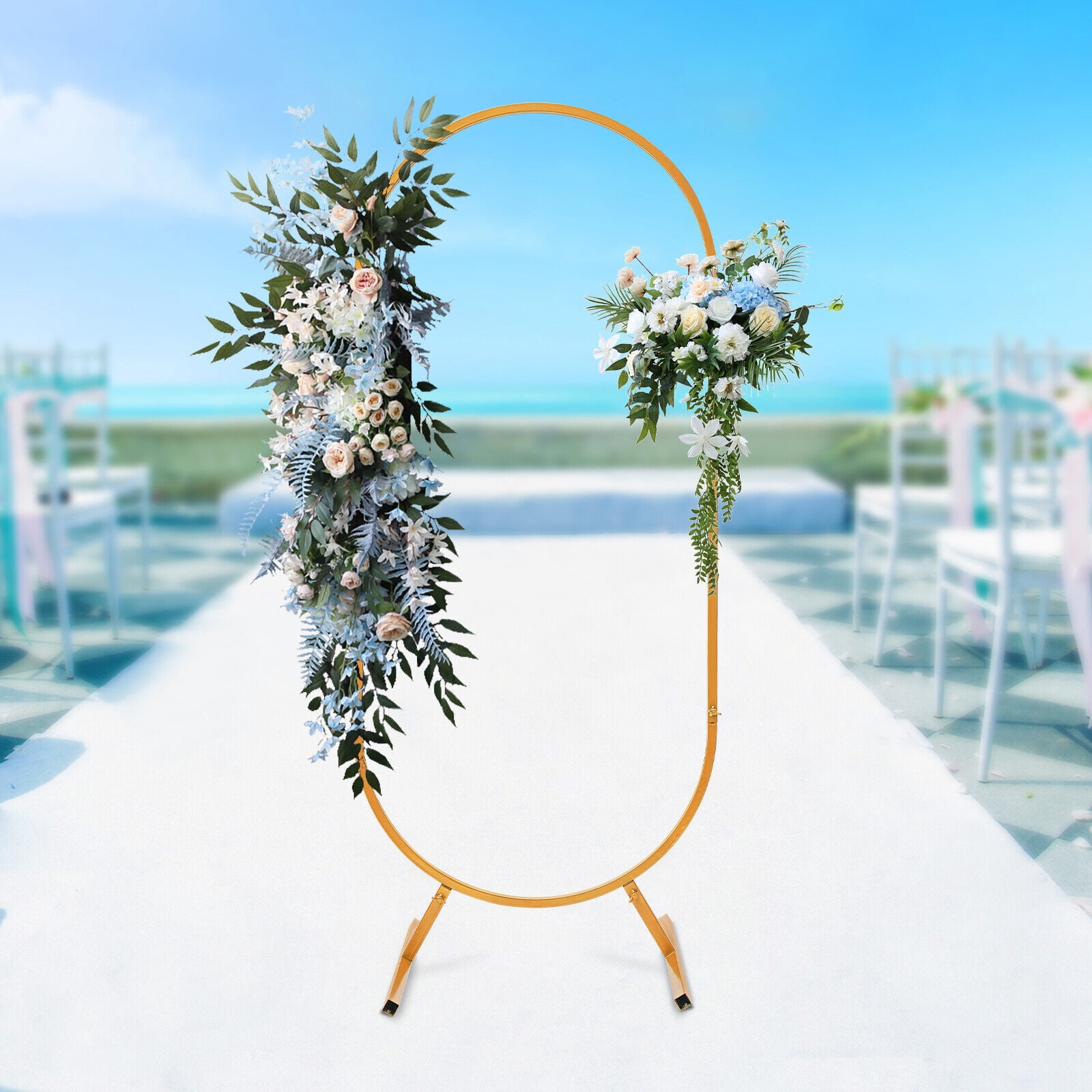 Wedding Arch Metal Arch Backdrop Stand Elegant Stand Gold Oval Balloon ...