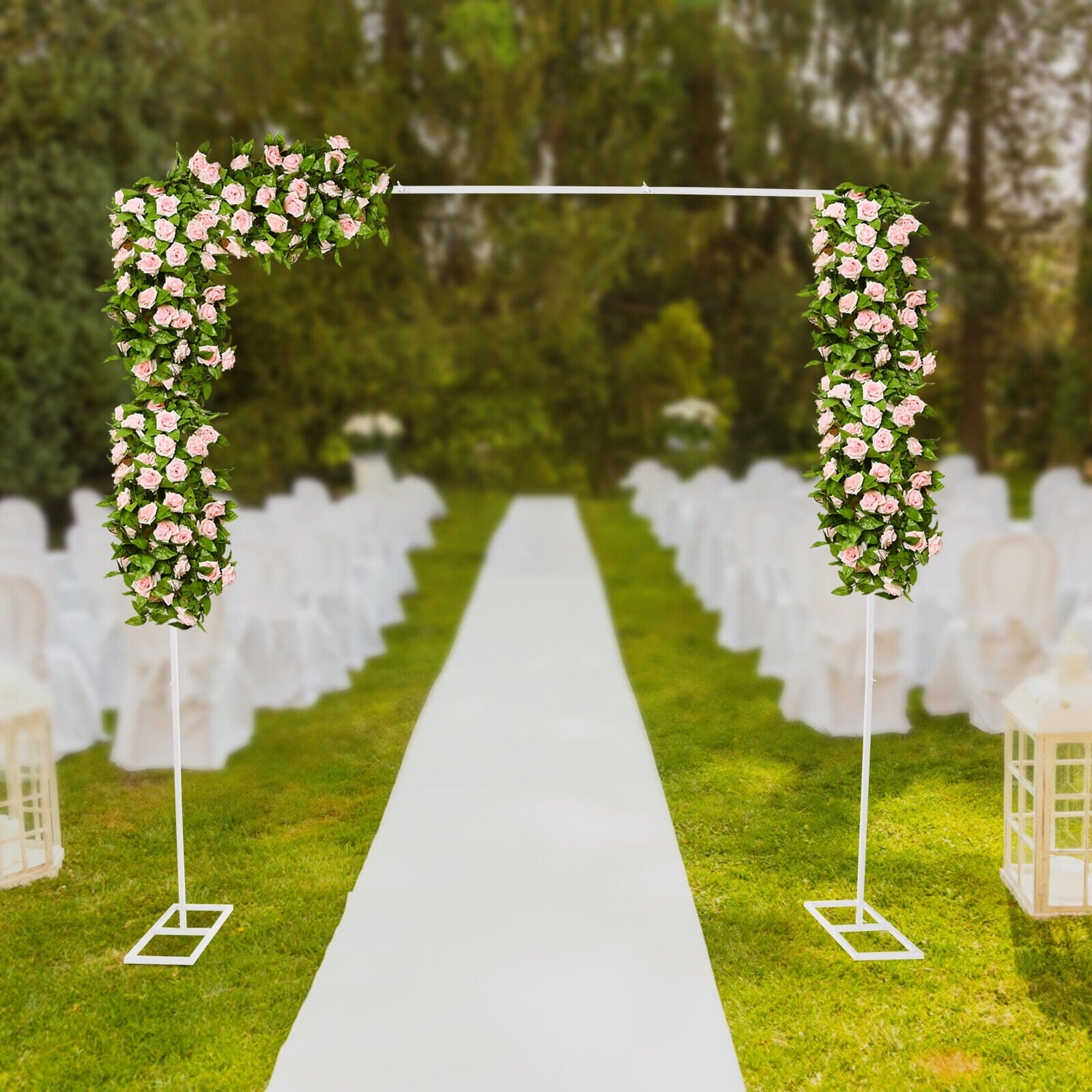 Wedding Arch Square Background Stand, 8FT * 8FT Portable White Metal ...
