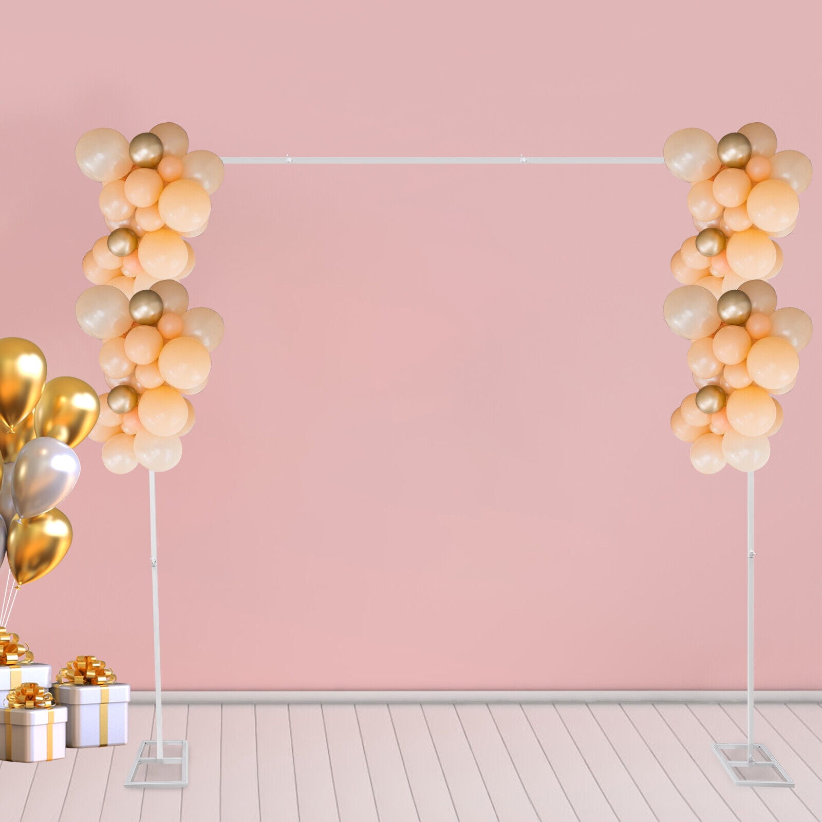 Wedding Arch Square Background Stand, 8FT x 8FT Portable White Metal ...