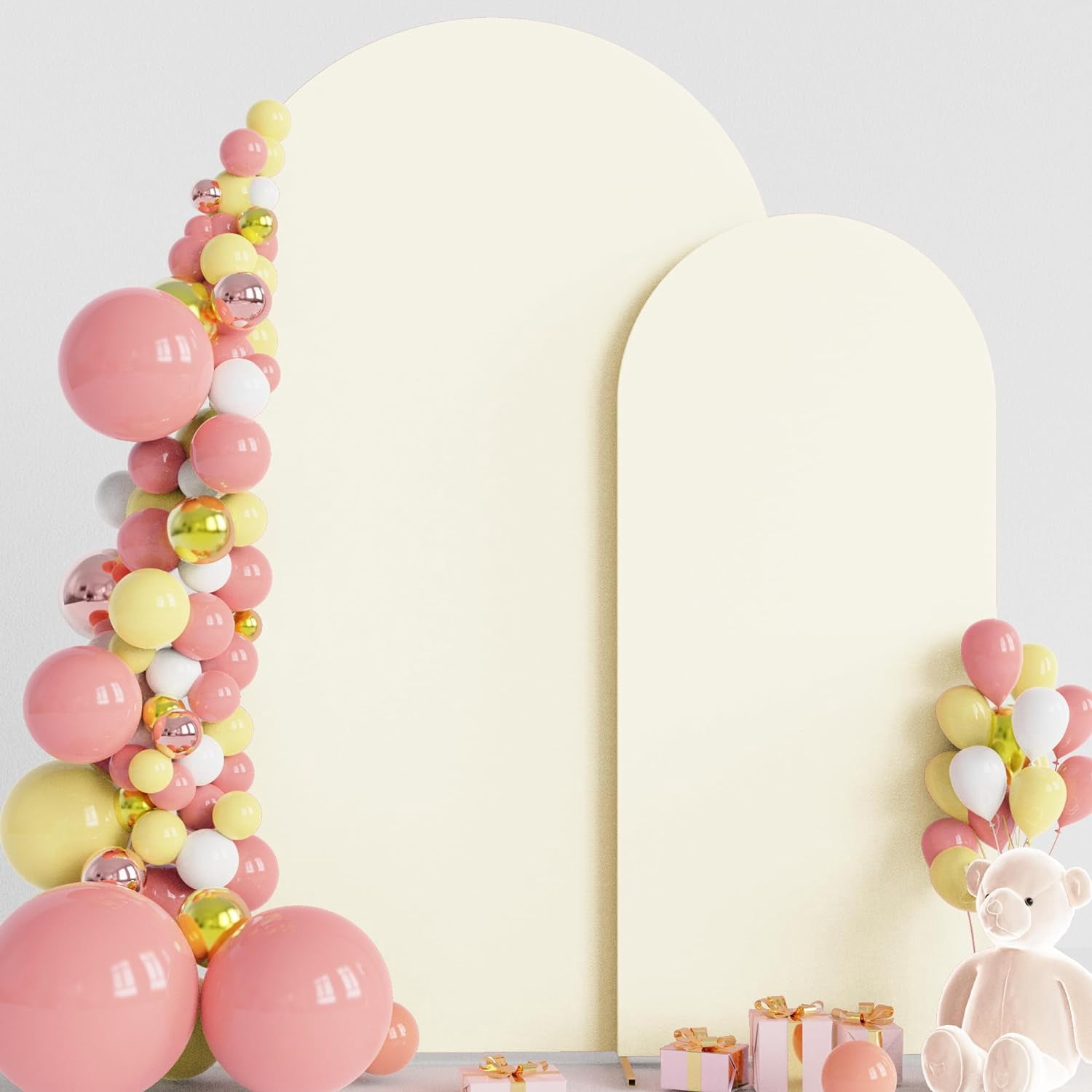 Wedding Arch Stand 7.2FT, 6FT Spandex Fitted Arch Covers 2 Set Round ...