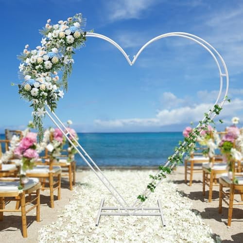Wedding Arch Stand for Ceremony White Heart-Shaped Modern Metal Balloon ...