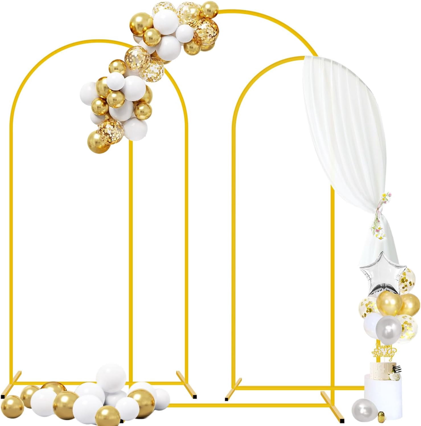 Wedding Arch Stand Set of 3 Metal Arch Backdrop Stand 7.2FT, 6.6FT, 6FT ...