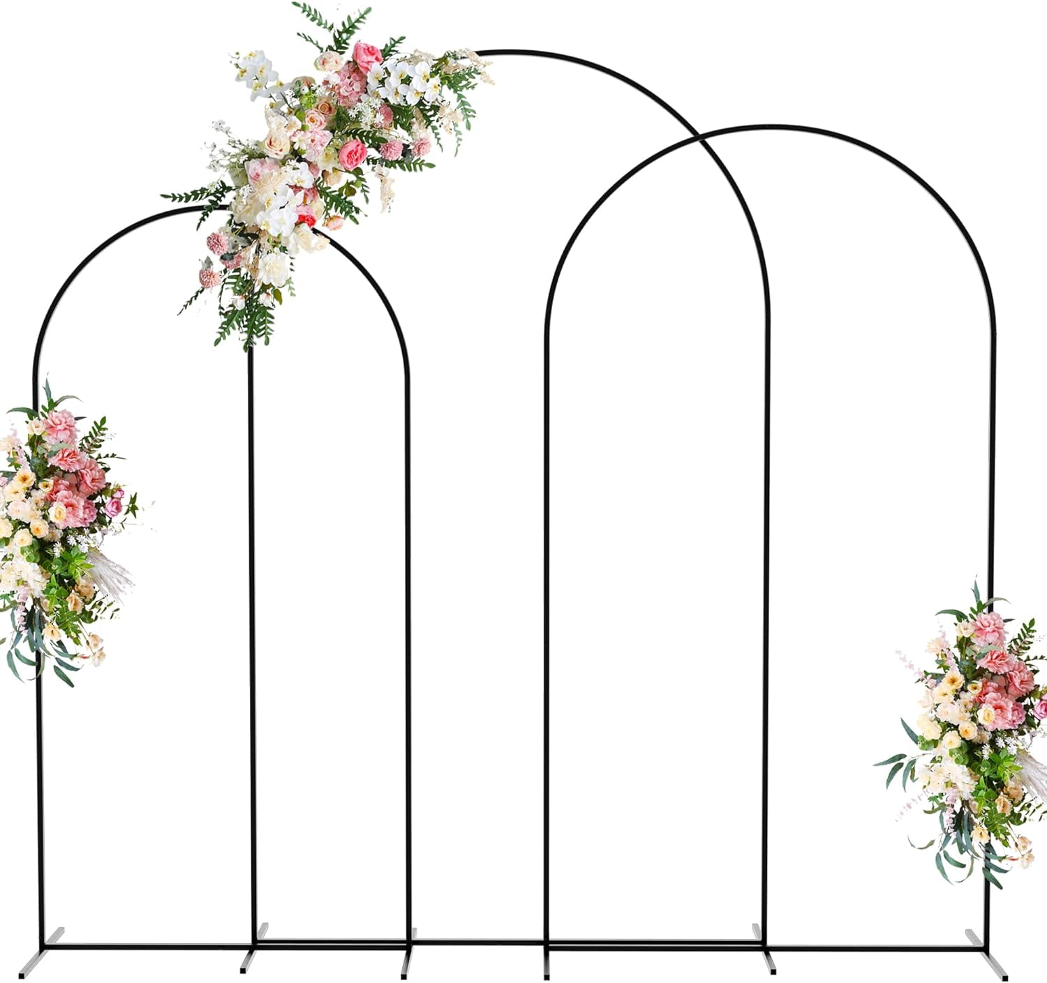 Wedding Arch Stand Set of 3 8FT, 7.2FT, 6.6FT Black Metal Arch Stand ...