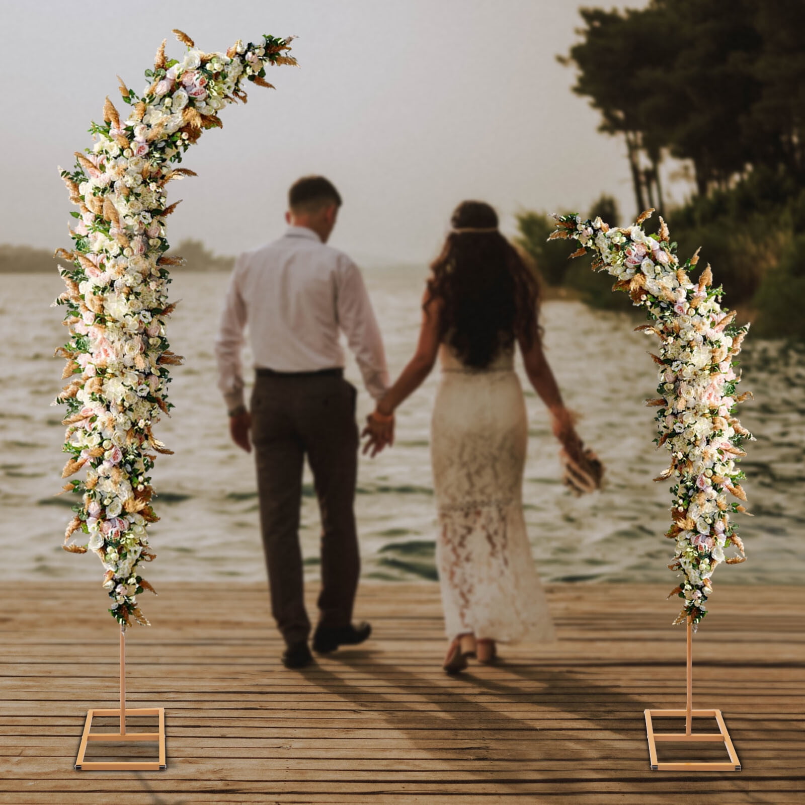 Wedding Arch Stand, Wedding Backdrop Stand, Gold Wedding Arch - 8ft ...