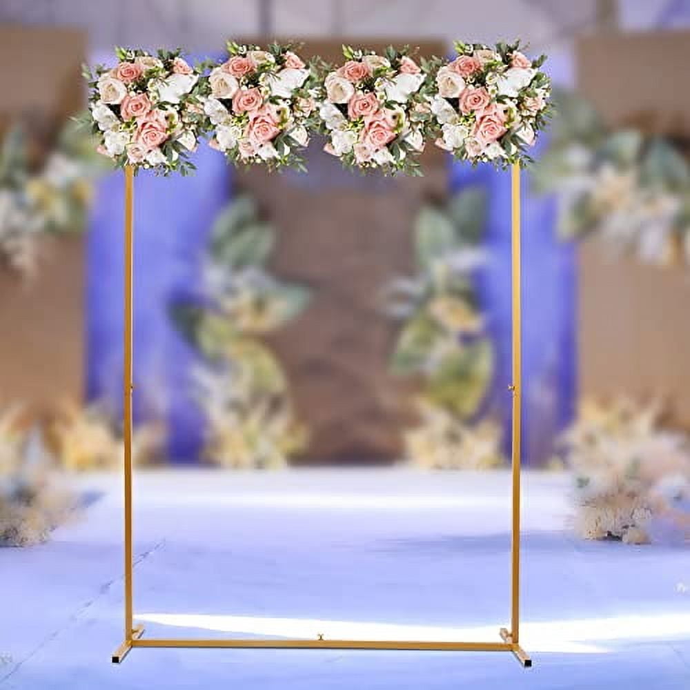 Wedding Arch Stand with Bases 6.6 x 4.9 Feet Square Garden Arch Gold ...