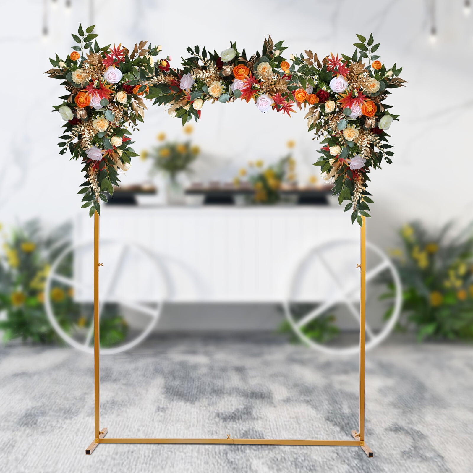 Wedding Arch Stand with Bases,Easy Assembly Square Garden Arch Metal ...